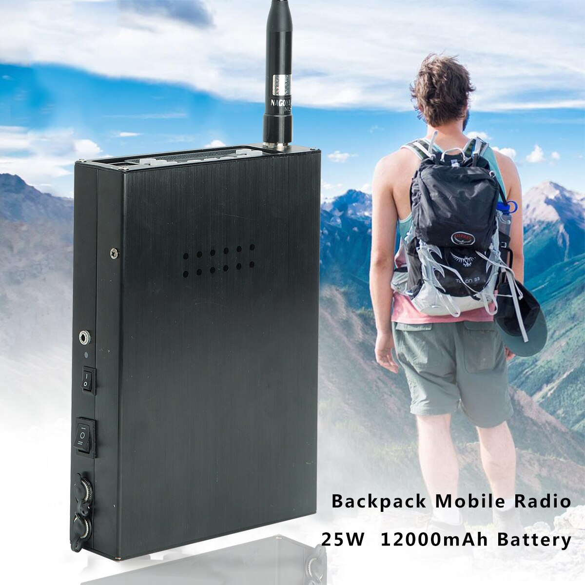 Packable Dual Band Backpack Mobile Radio with 12000mAh Battery Cable ...