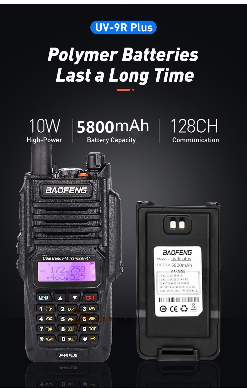 2023 Smart Analogue 10W Baofeng UV9R Plus Dual Band Waterproof Walkie Talkie - ALAFONE
