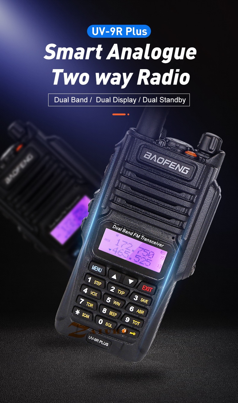 2023 Smart Analogue 10W Baofeng UV9R Plus Dual Band Waterproof Walkie Talkie - ALAFONE