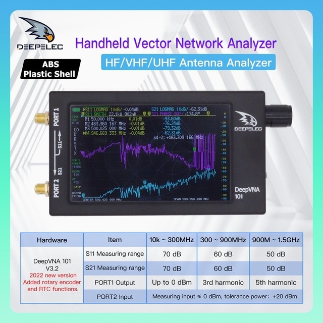 Upgrade of NanoVNA-F New Handheld Vector Network Analyzer DeepVNA 101 SWR Meter VHF UHF HF ...