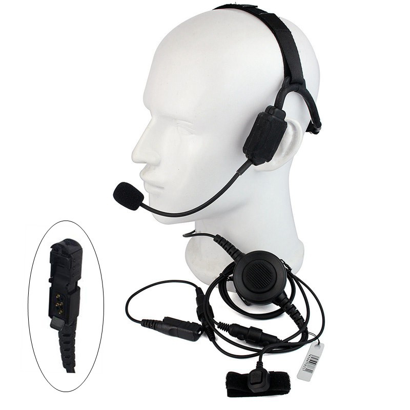 Walkie talkie Military Bone Conduction Tactical Headset boom mic For ...