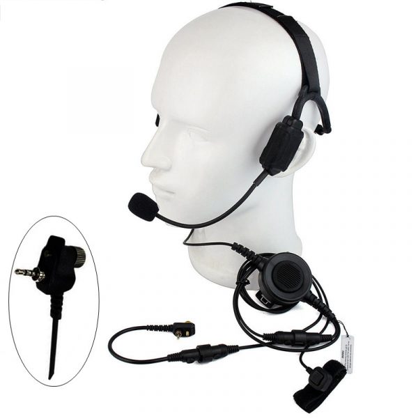 Walkie Talkie Military Bone Conduction Tactical Headset Boom Microphone ...