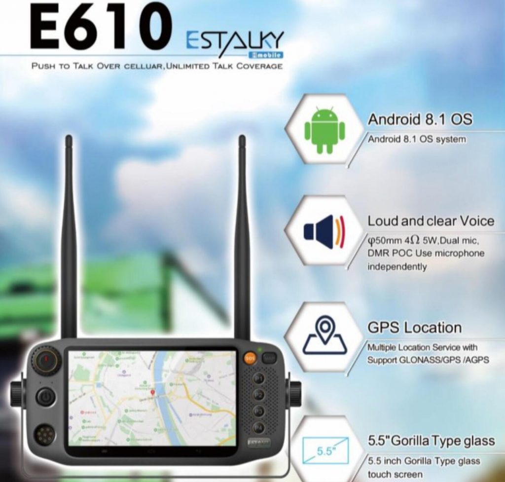 Estalky E610 4G WIFI Android Mobile Zello PTT Network Radio DMR POC ...