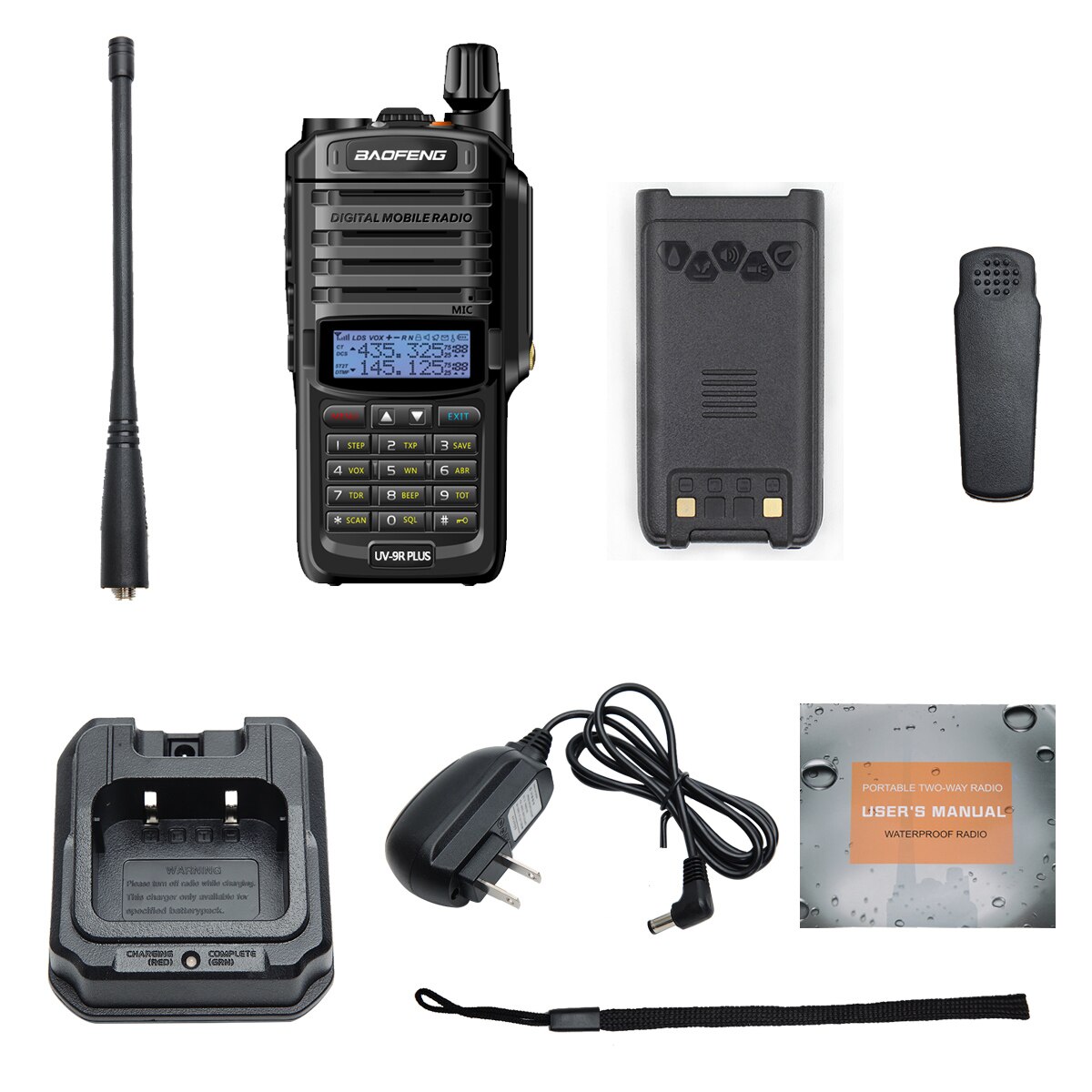 8000mAh 15W Baofeng UV-9R Plus Ham radio IP67 Waterproof UHF/VHF 10 ...