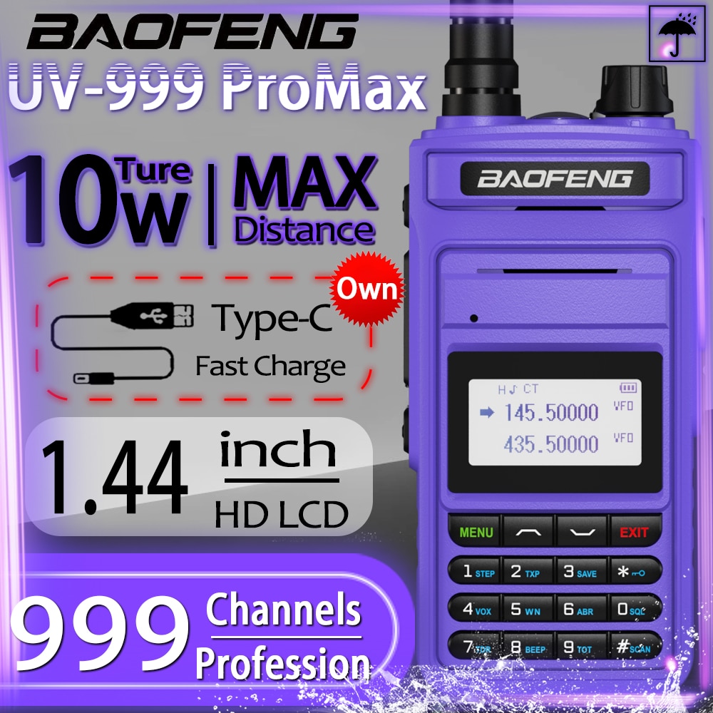 V1 V2 Version Baofeng UV-999 Pro Max 10W Long Range 999CH Dual Band FM ...