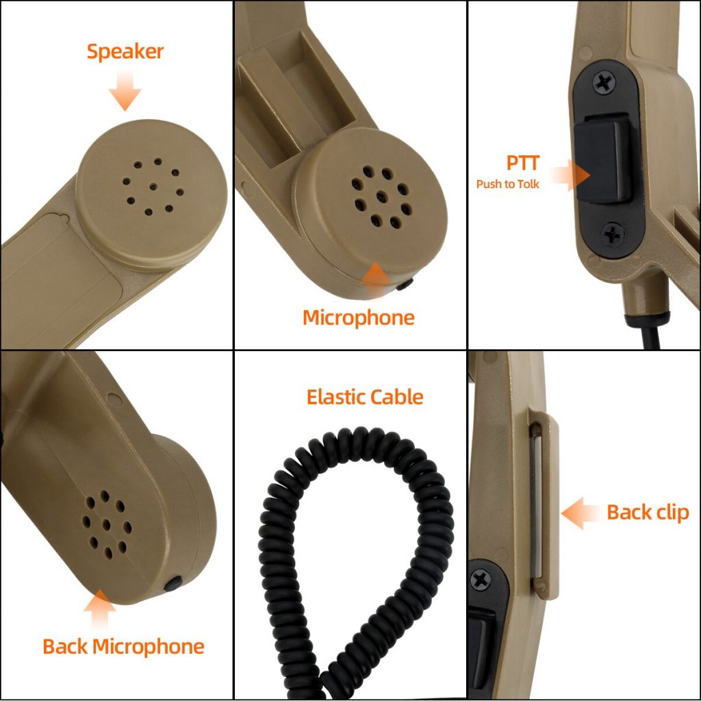 Black Tan H250 Baofeng Kenwood Walkie-talkie 2 Pin Shoulder Microphone ...