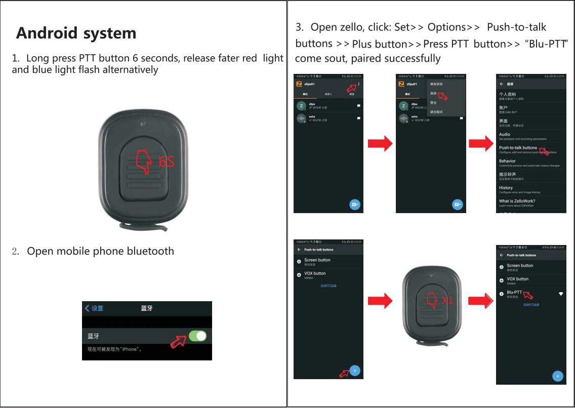 Wireless Finger Remote Control PTT for Phone Android IOS POC Zello Talk ...