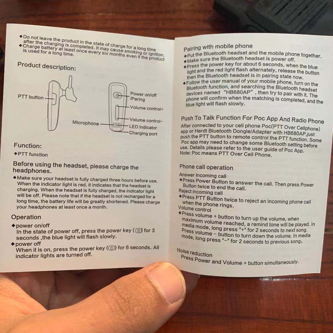 PTT HFP HSP Bluetooth Headset Earphone Microphone For Zello KODIAK ...