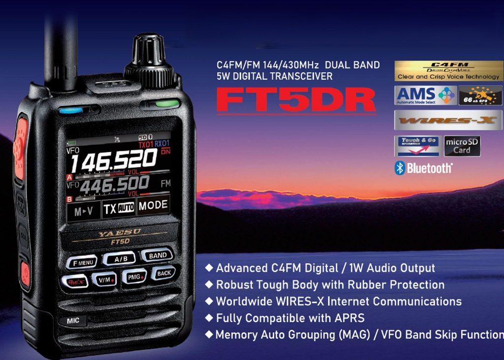 YAESU FT5DR 5W 3KM Digital Walkie Talkie Dual Band Waterproof Handheld Transceiver Bluetooth GPS ...