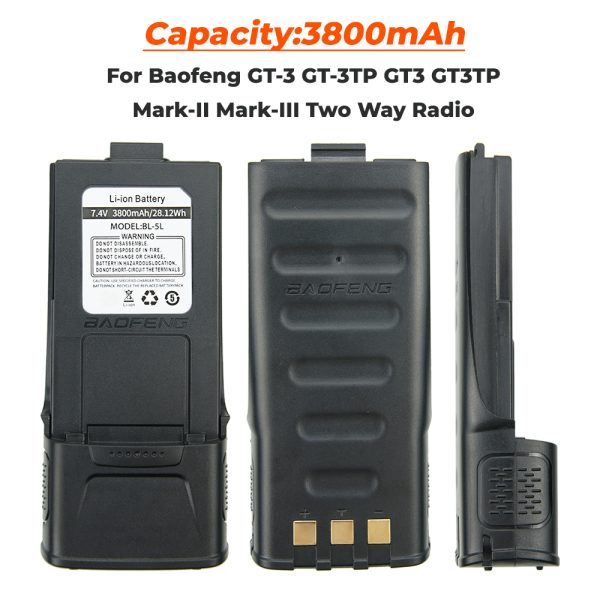 7.4V 3800mAh Replacement Two Way Radio Battery for Baofeng GT-3 GT-3TP ...