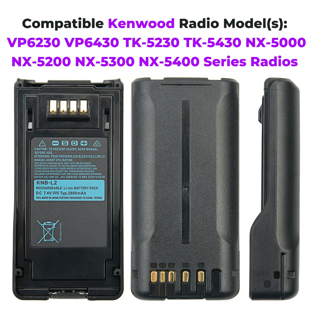 2800mAh KNB-L2 Battery for Kenwood VP6430 TK-5320 NX-5000 NX-5200 NX ...