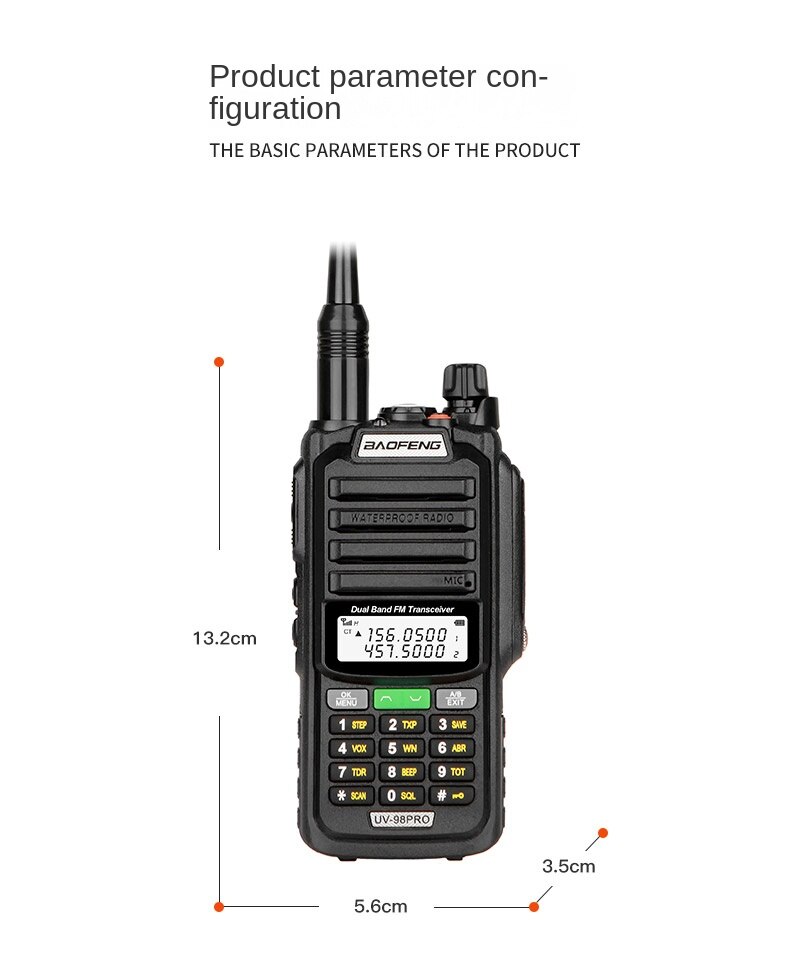 Baofeng UV98 Pro IP68 Waterproof Marine Walkie Talkie 10W 5800mAh - ALAFONE