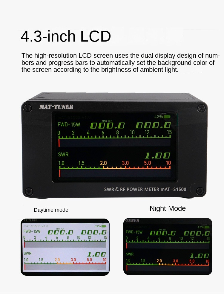 For Shortwave Radio Mat-Tuner MAT-S1500 Digital Standing Wave Meter SWR ...