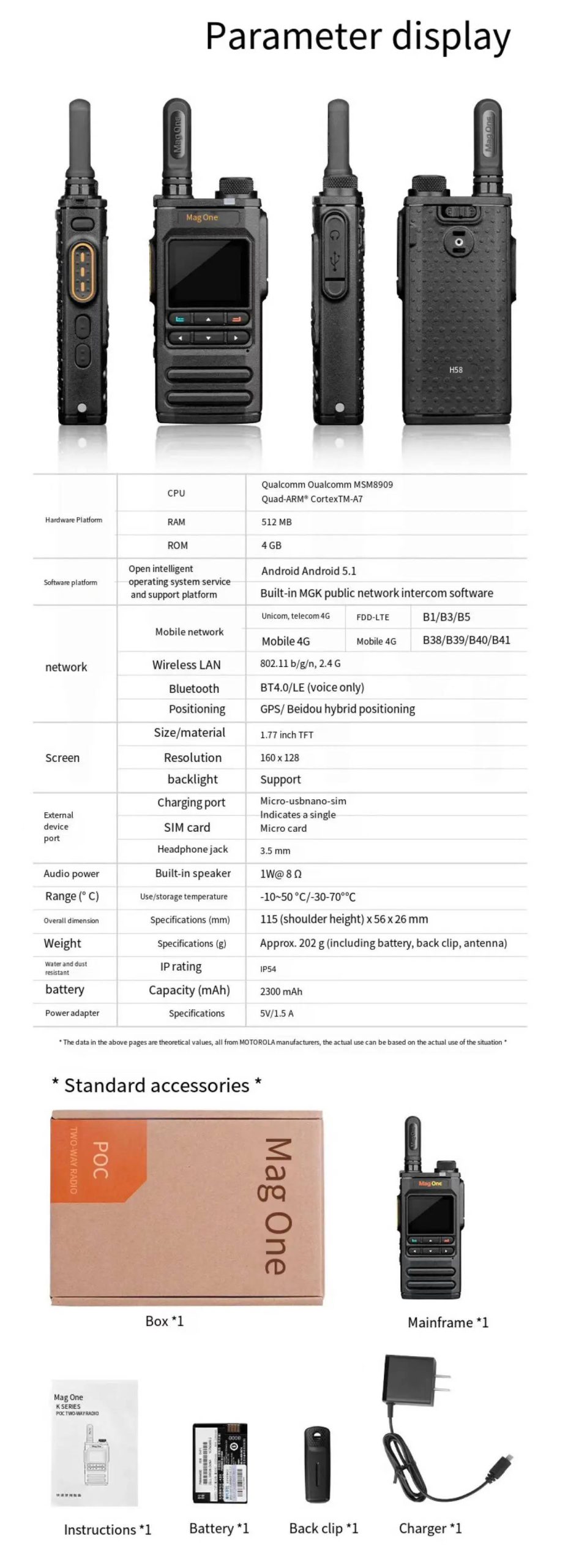 Motorola Mag One H58 plug-in card 4G public network walkie-talkie GPS ...