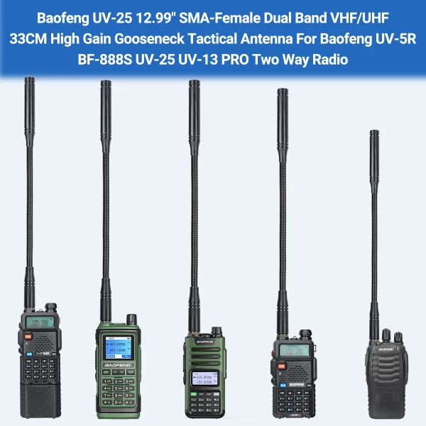 Baofeng UV-25 SMA-Female Gooseneck Tactical Antenna Dual Band VHF UHF ...