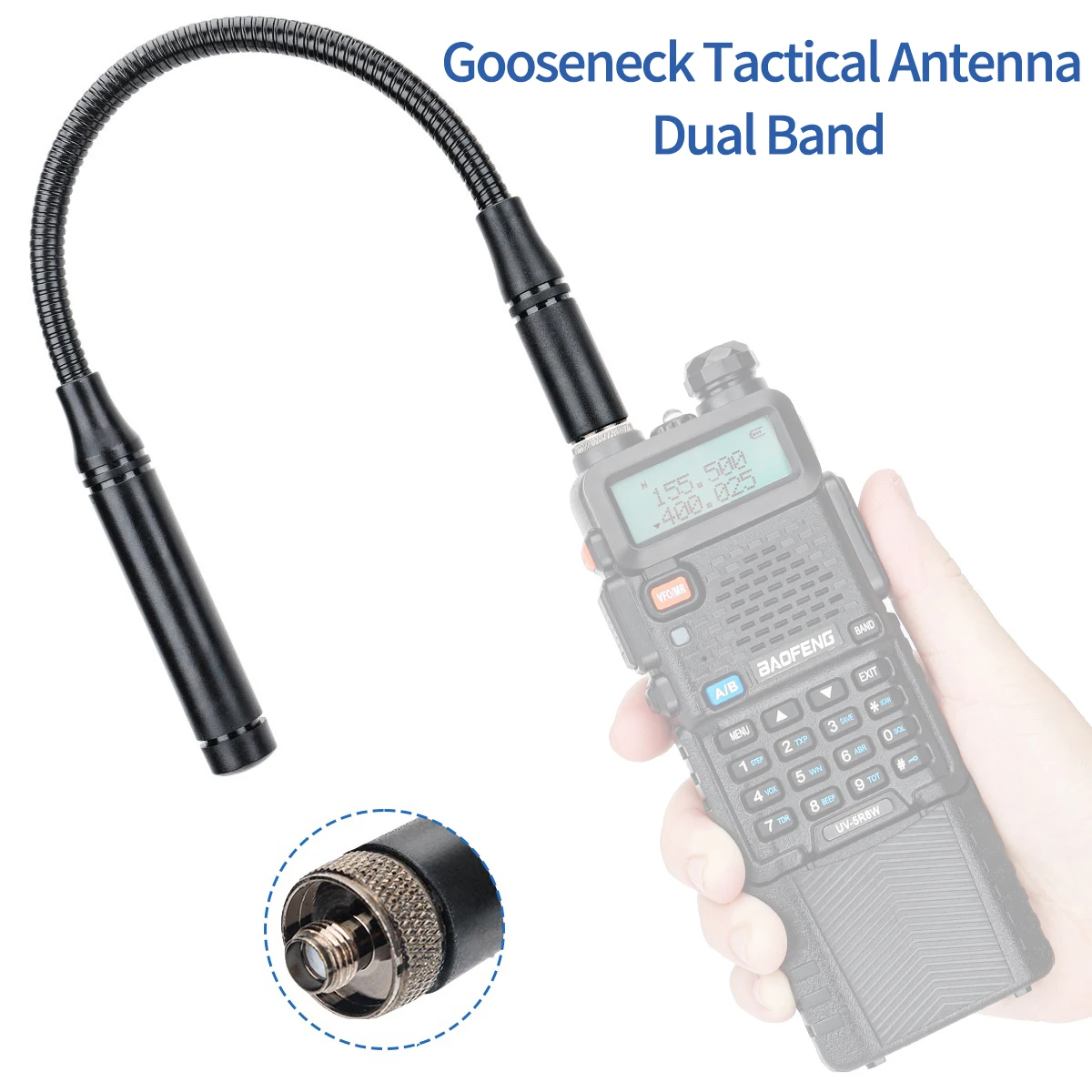Baofeng UV-25 SMA-Female Gooseneck Tactical Antenna Dual Band VHF UHF ...