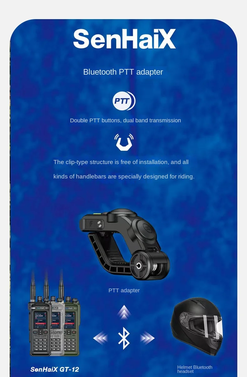 2024 New Arrival GT-12 SenHaix PTT Bluetooth Adapter Motorcycle Riding ...