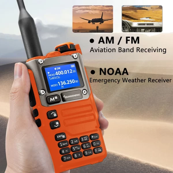 Orange UV K6 Quansheng Walkie Talkie 5W Air Band USB Type-C UHF VHF ...