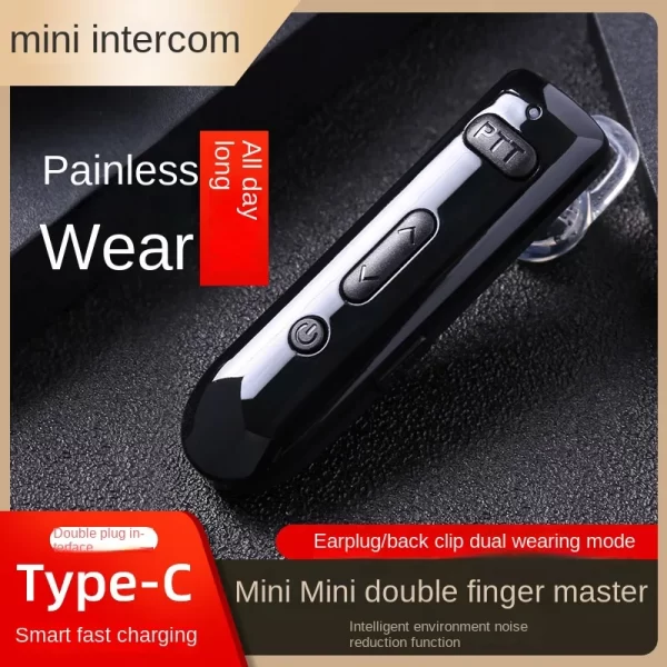 Walkie-Talkie Small Wireless Intercom Headset All-in-One Mini ...