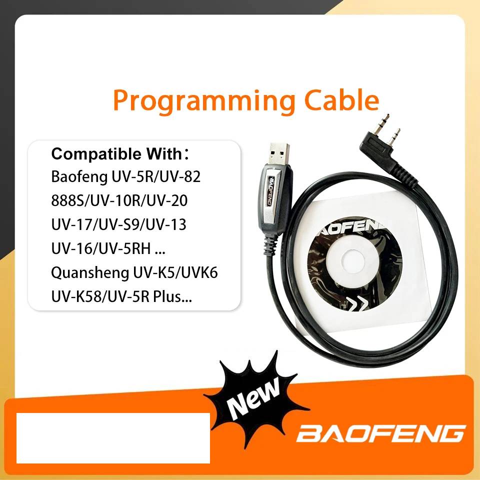 Baofeng BF-5RH 13Plus 17Plus V2 Quansheng UVK5 UVK6 5RPlus Programming Cable CD Software Radio ...