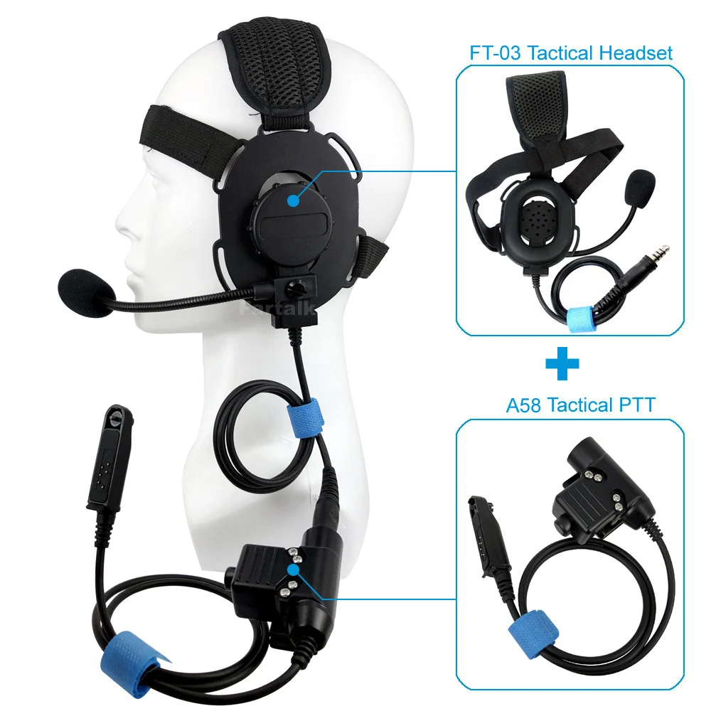 FT03 Tactical Headset U94 PTT for Baofeng BF-A58 UV-9R Plus BF-9700 GT ...
