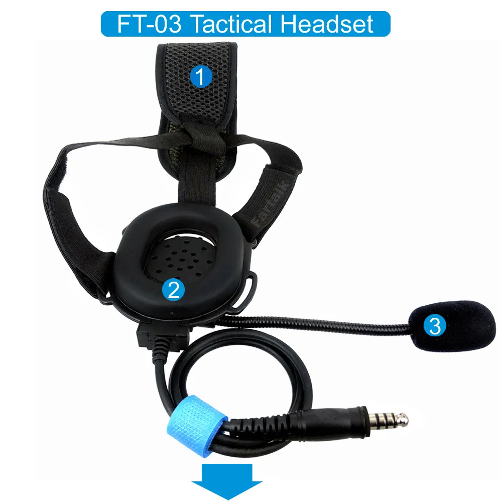 FT03 Tactical Headset U94 PTT for Baofeng BF-A58 UV-9R Plus BF-9700 GT ...