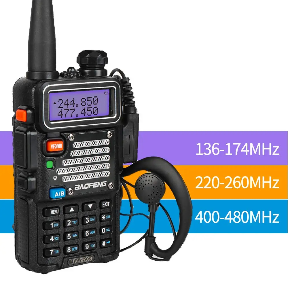Tri-Band Baofeng UV-5RX3 VFO Long Range Portable Transceiver