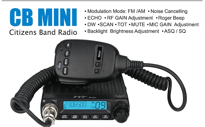 TYT CB MINI Radio AM FM SSB 27Mhz CB Radio 24.715-30.105 MHz 20W High Power Long Range Citizens ...