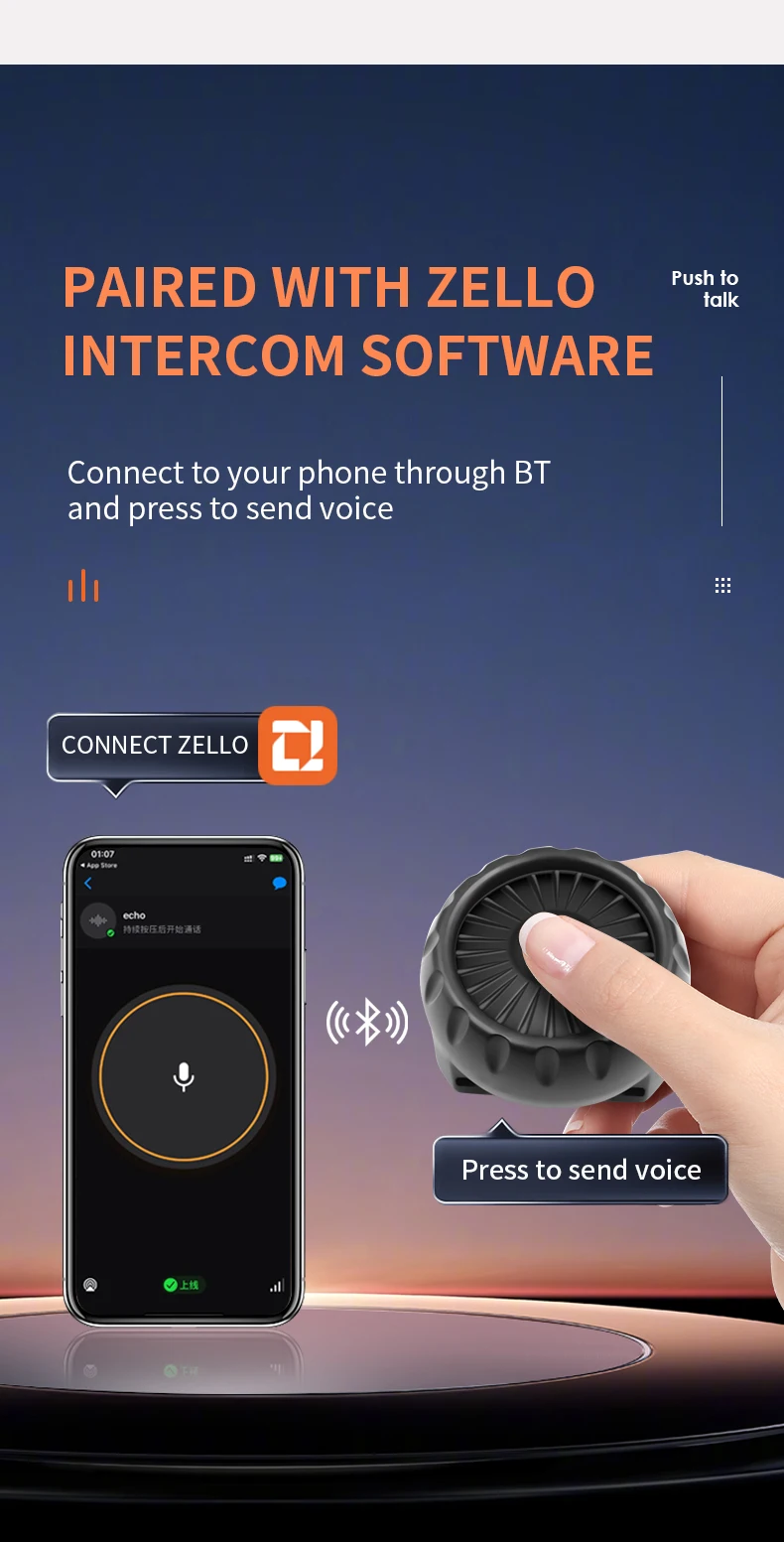 Wireless Bluetooth PTT Walkie Talkie Button with Adjustable Magic Strap for IOS Android Phone ...