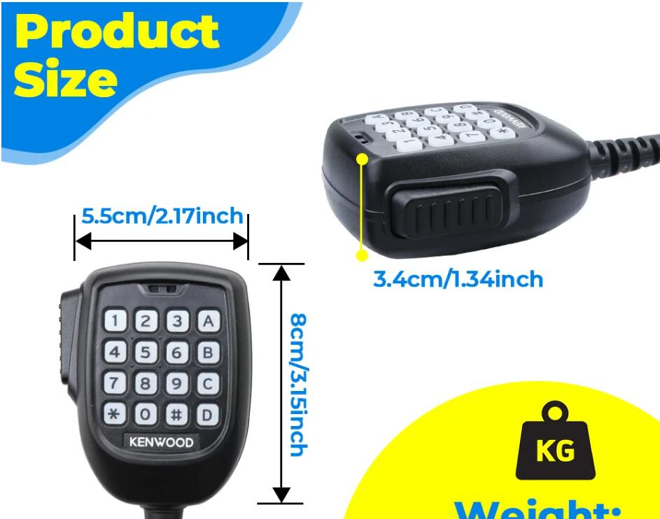 KMC-62 RJ45 8 Pin 16 keypad Walkie Talkie PTT Microphone for KENWOOD ...