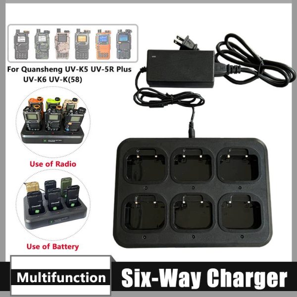 Single/Double Row Six-Way Charger Quansheng UV-K6 UV-K5 Battery Multi ...