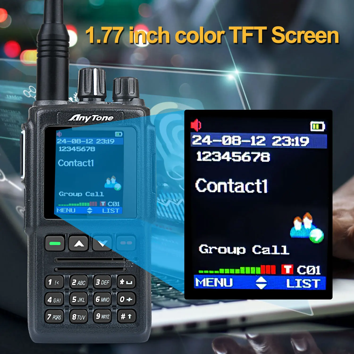 Anytone AT-D168UV AES256 Encryption DMR Digital and Analog Dual Band FM Amateur Two Way Radio ...