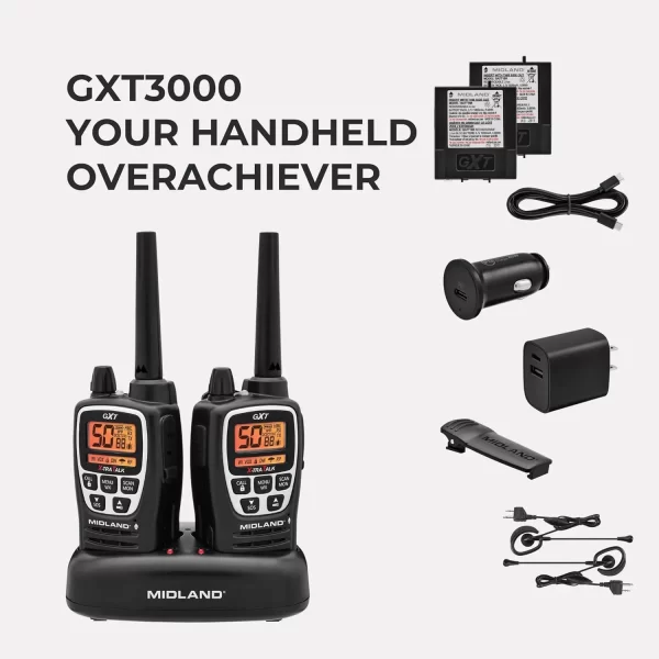 2Pack Midland GXT3000 GMRS Long Range Handheld Walkie Talkies